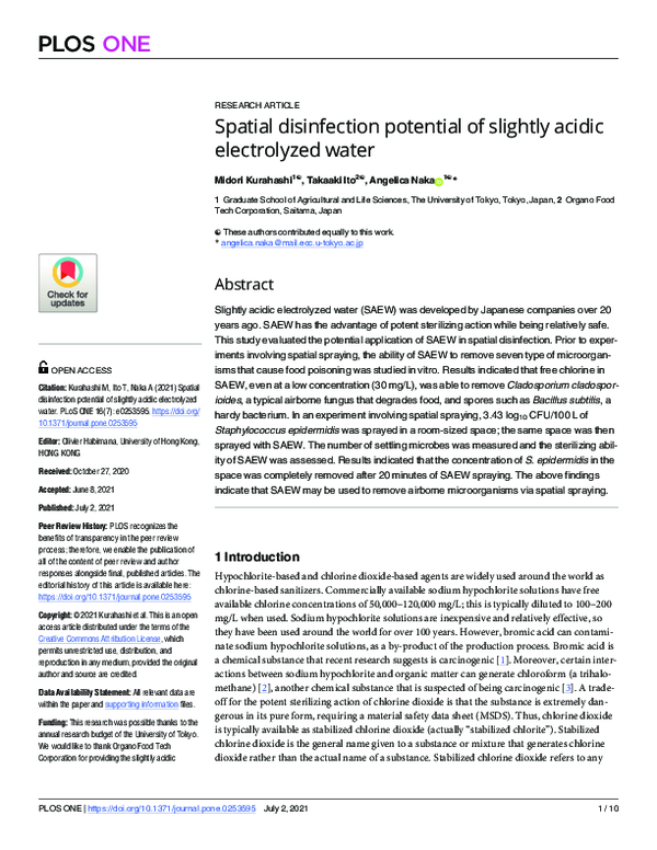 (PDF) Spatial disinfection potential of slightly acidic electrolyzed water