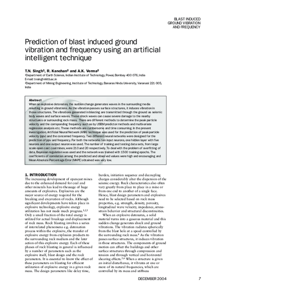 (PDF) Prediction of Blast Induced Ground Vibration and Frequency Using ...