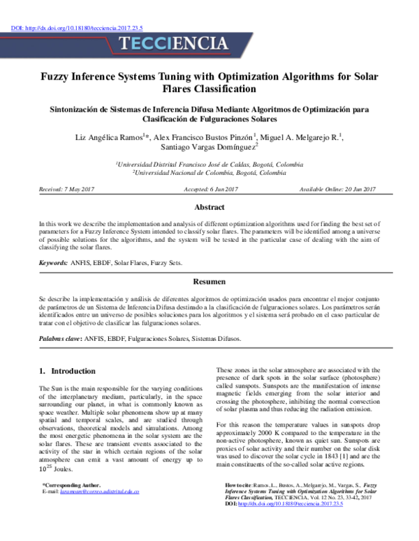 (PDF) Tuning up Fuzzy Inference Systems by using optimization algorithms for the classification ...