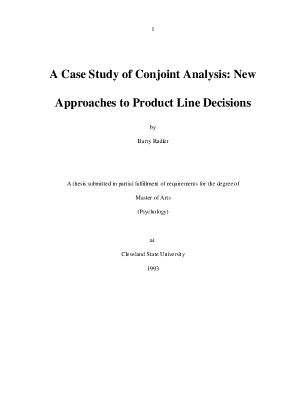 (PDF) A Case Study of Conjoint Analysis: New Approaches to Product Line ...
