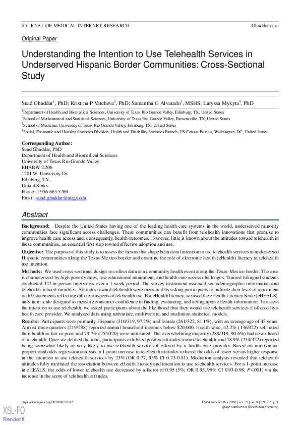 (PDF) Understanding the Intention to Use Telehealth Services in ...