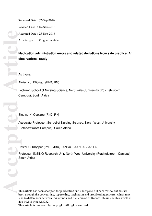 (PDF) Medication administration errors and related deviations from safe ...