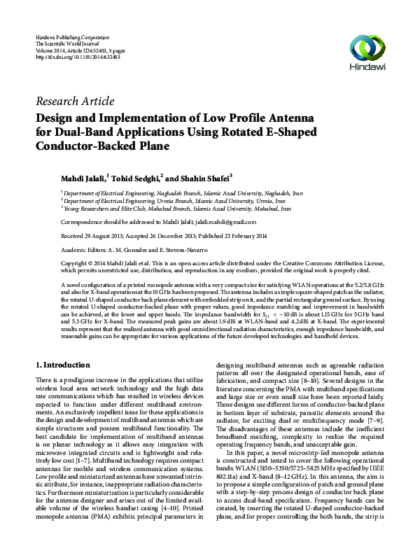 (PDF) Design and Implementation of Low Profile Antenna for Dual-Band Applications Using Rotated ...