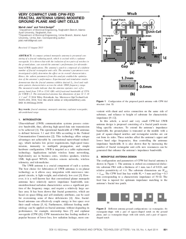 (PDF) Very compact UWB CPW-fed fractal antenna using modified ground ...