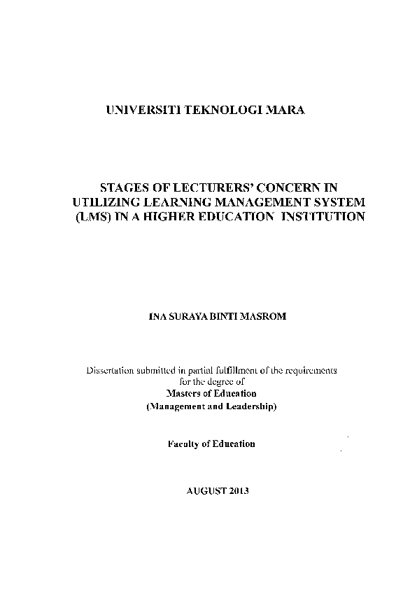 (PDF) Stages of lecturers' concern in utilizing Learning Management ...