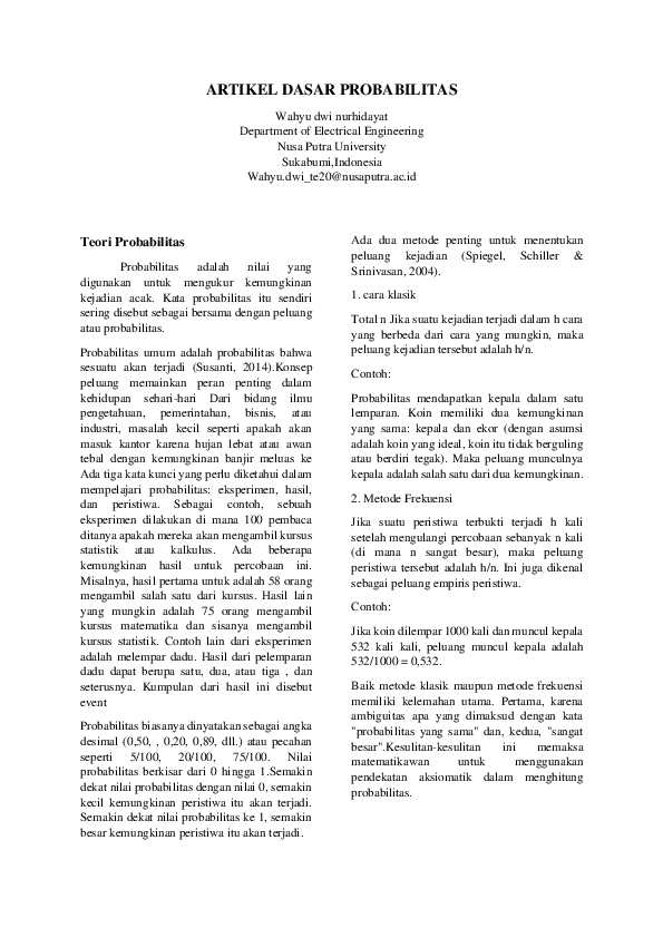 (PDF) TEORI DASAR PROBABILITAS