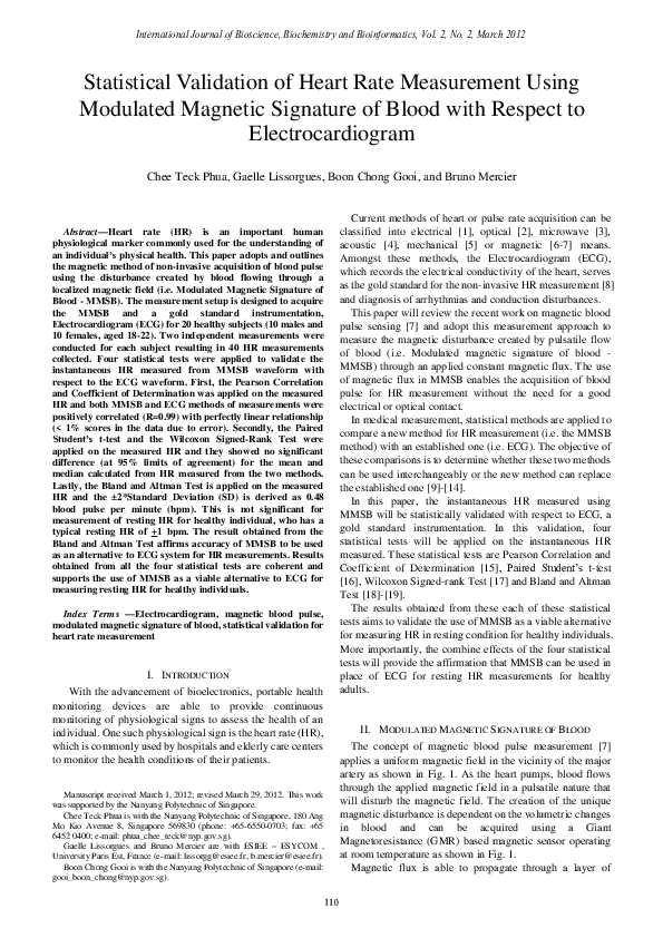 (PDF) Statistical Validation of Heart Rate Measurement Using Modulated ...