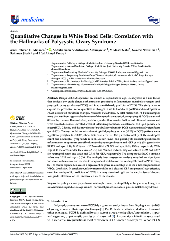 (PDF) Quantitative Changes in White Blood Cells: Correlation with the ...