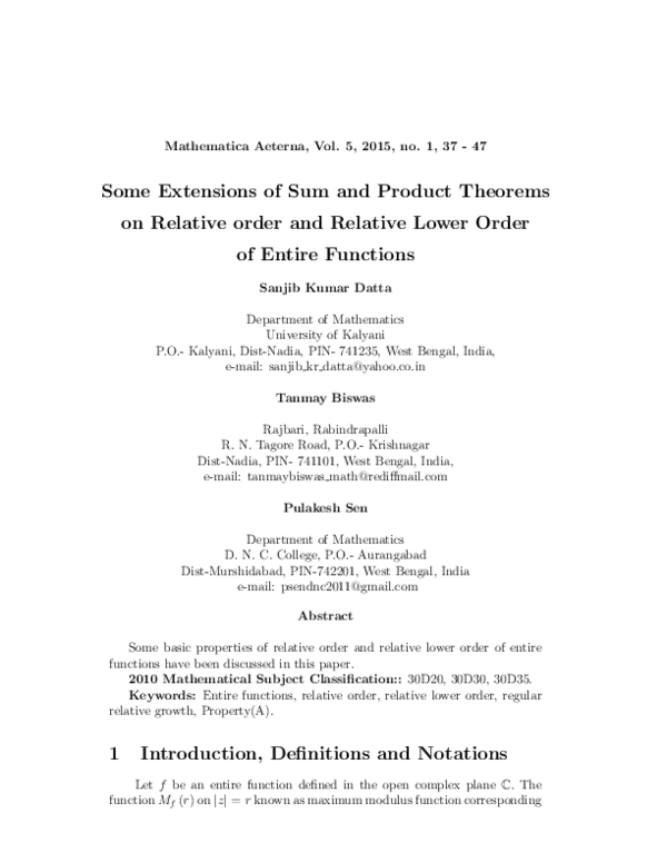 (PDF) Some Extensions of Sum and Product Theorems on Relative order and Relative Lower Order of ...