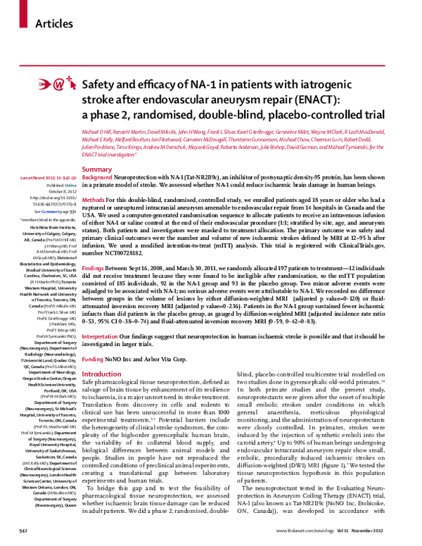 (PDF) Safety and efficacy of NA-1 in patients with iatrogenic stroke after endovascular aneurysm ...