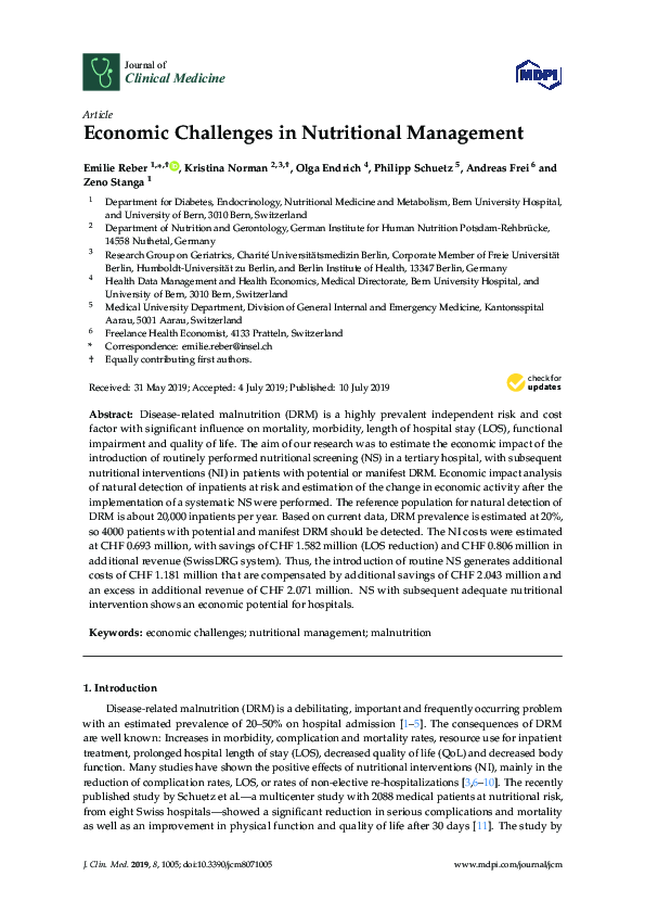 (PDF) Economic Challenges in Nutritional Management