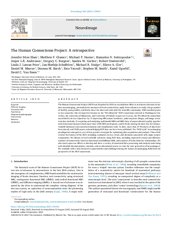 (PDF) The Human Connectome Project: A retrospective