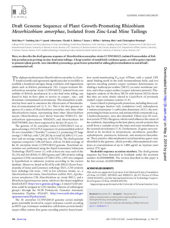 (PDF) Draft Genome Sequence of Plant Growth-Promoting Rhizobium Mesorhizobium amorphae, Isolated ...