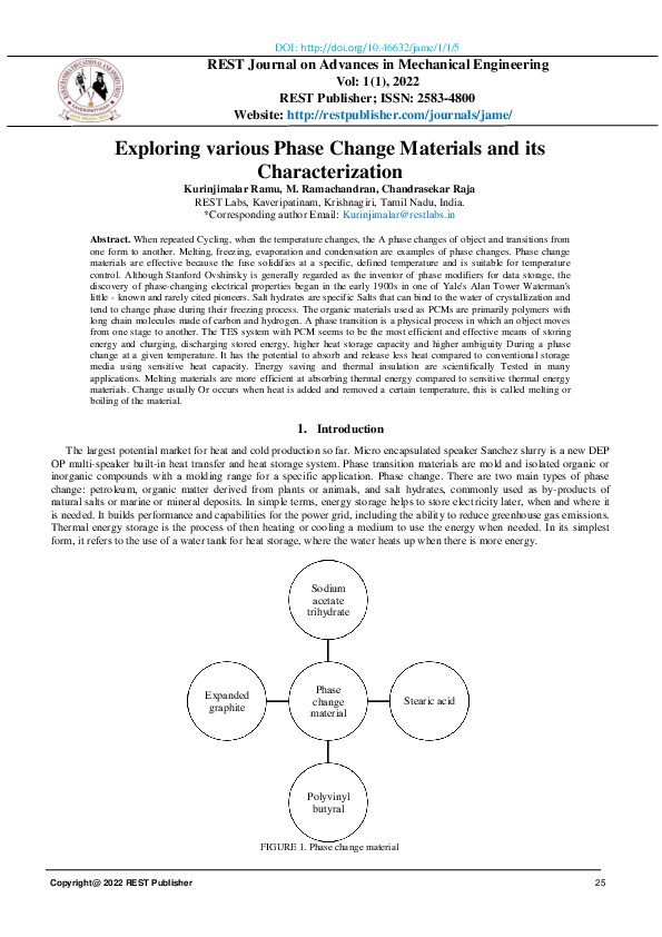 (PDF) Exploring various Phase Change Materials and its Characterization