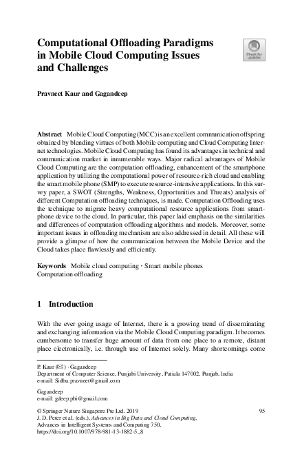 Pdf Mobile Cloud Computing Offloading Challenges