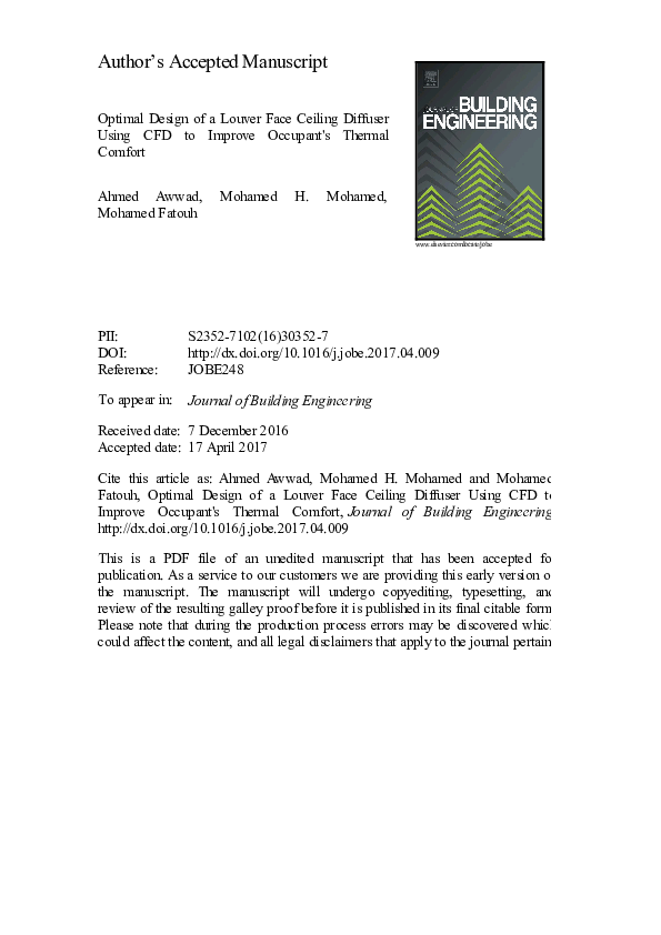 (PDF) Optimal design of a louver face ceiling diffuser using CFD to ...