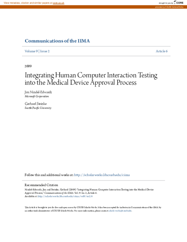 (PDF) Integrating Human Computer Interaction Testing into the Medical ...