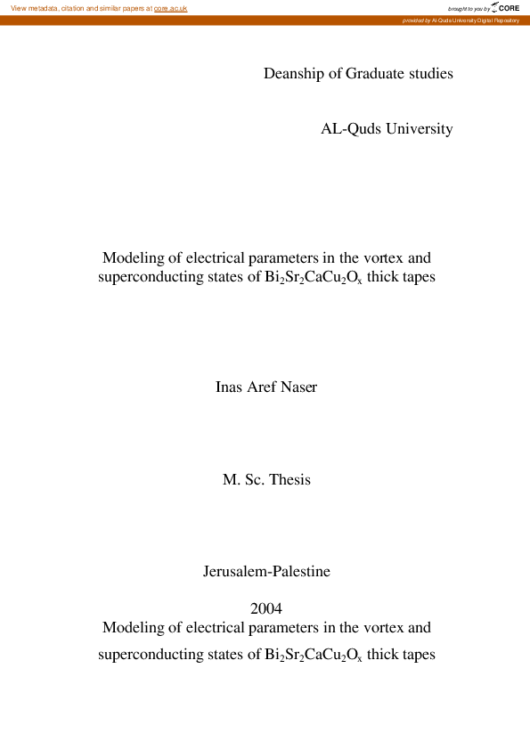 Pdf Modeling Of Electrical Parameters In The Vortex And Superconducting States Of