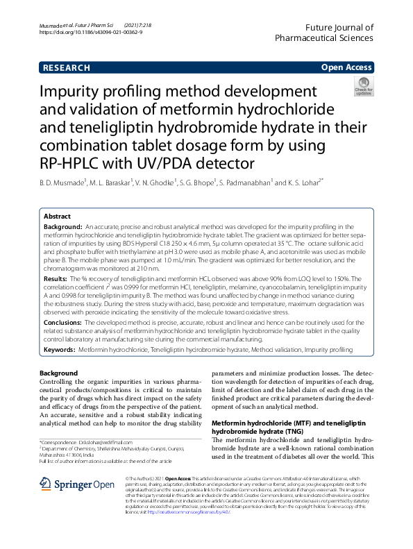 (PDF) Impurity profiling method development and validation of metformin hydrochloride and ...