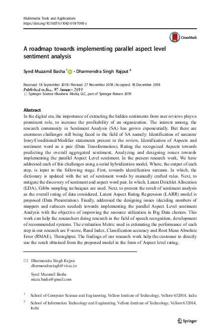 A roadmap towards implementing parallel aspect level sentiment analysis A roadmap towards implementing parallel aspect level sentiment analysis