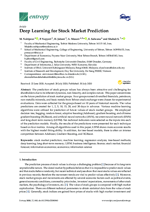 (PDF) Deep Learning for Stock Market Prediction (PDF) Deep Learning for Stock Market Prediction
