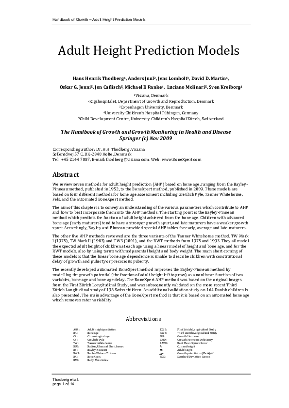 (PDF) Adult Height Prediction Models