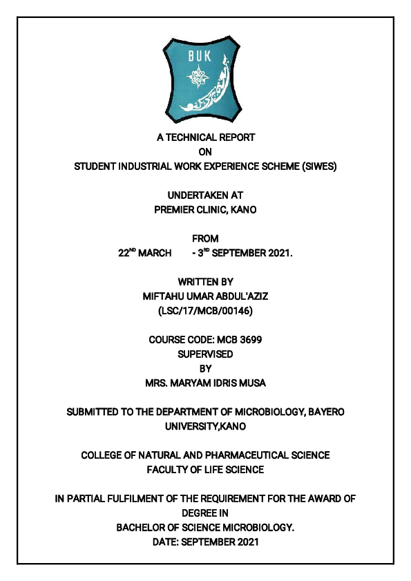 (PDF) A TECHNICAL REPORT ON STUDENT INDUSTRIAL WORK EXPERIENCE SCHEME ...