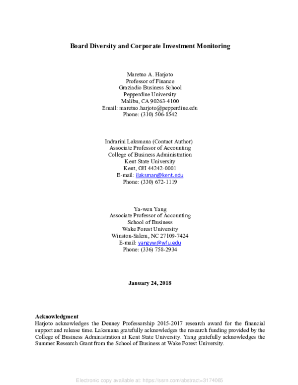 (PDF) Board Diversity and Corporate Investment Monitoring