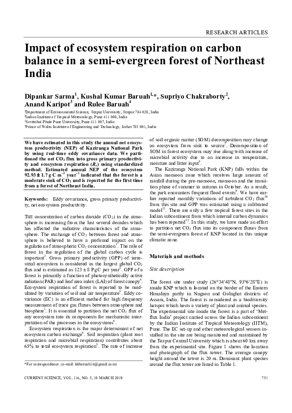 (PDF) Impact of Ecosystem Respiration on Carbon Balance in a Semi ...