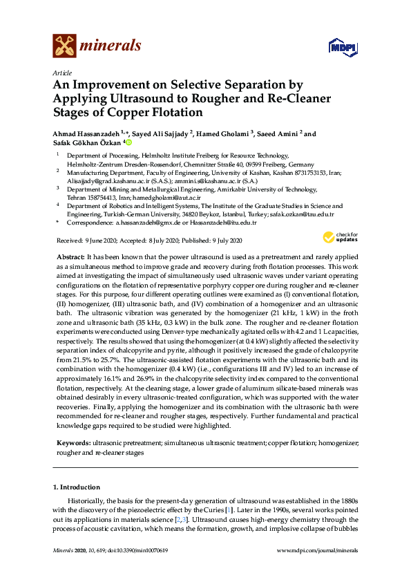(PDF) An Improvement on Selective Separation by Applying Ultrasound to ...