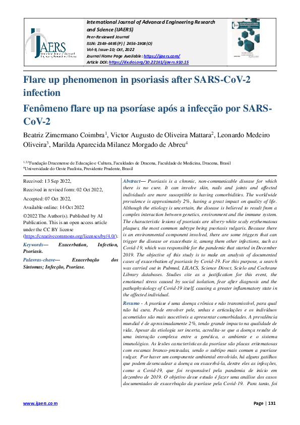 (PDF) Flare up phenomenon in psoriasis after SARS-CoV-2 infection ...