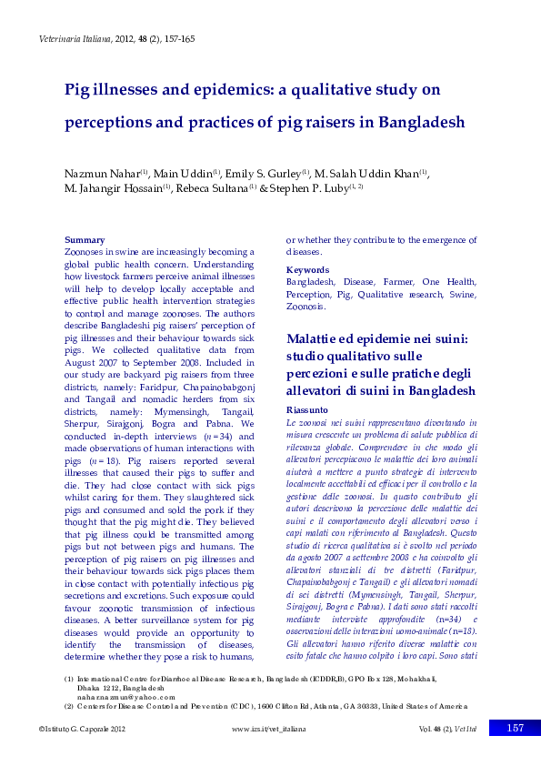 (PDF) Pig illnesses and epidemics: a qualitative study on perceptions ...
