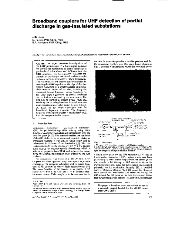 (PDF) Broadband couplers for UHF detection of partial discharge in gas ...
