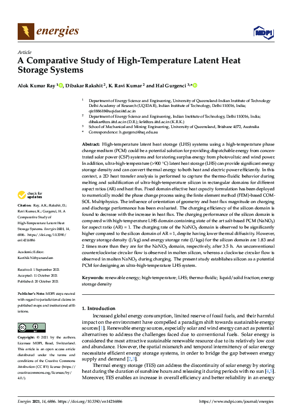 (PDF) A Comparative Study of High-Temperature Latent Heat Storage Systems