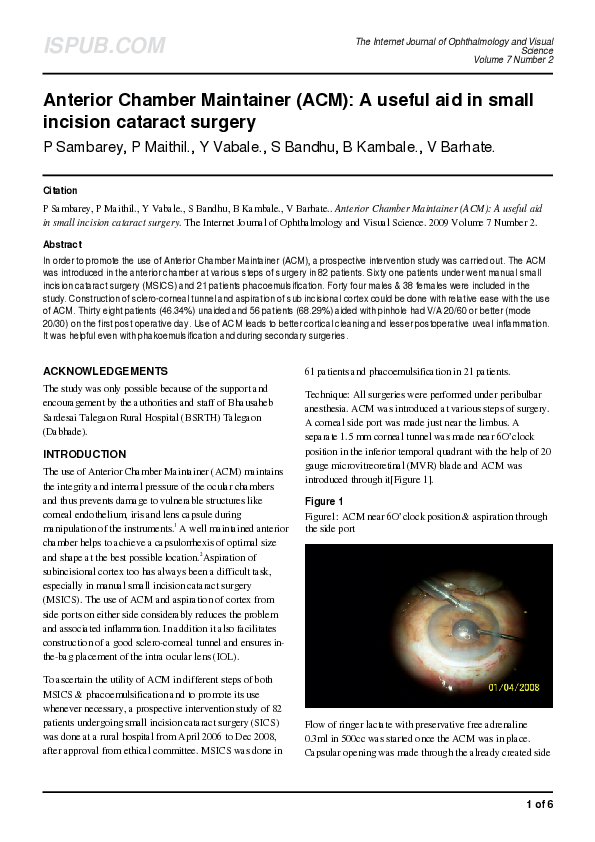 (PDF) Anterior Chamber Maintainer (ACM): A useful aid in small incision ...