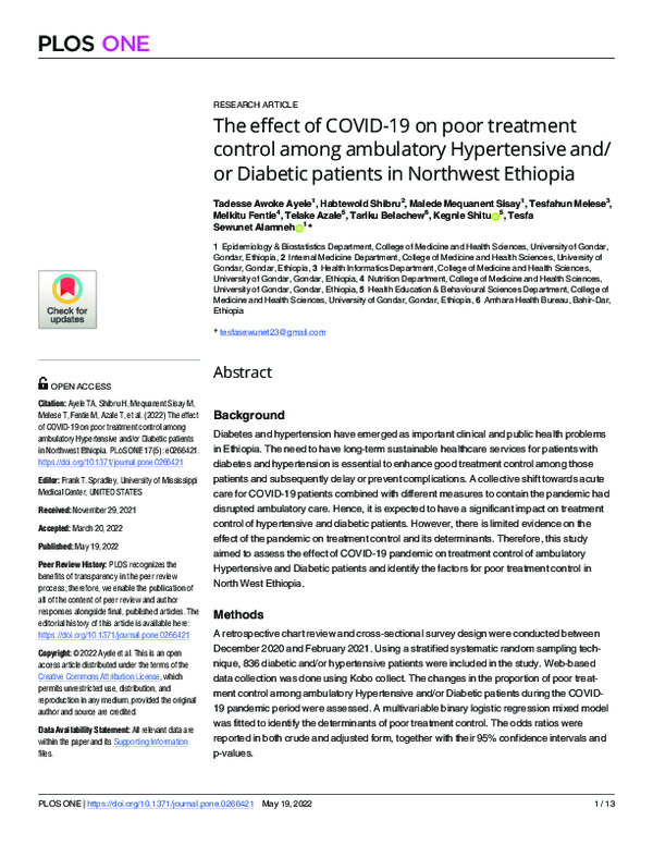 (PDF) The effect of COVID-19 on poor treatment control among ambulatory ...