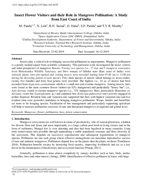 (PDF) Insect Flower Visitors and their Role in Mangrove Pollination: A ...