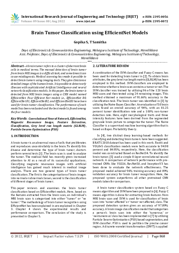 (PDF) Brain Tumor Classification using EfficientNet Models (PDF) Brain Tumor Classification using EfficientNet Models