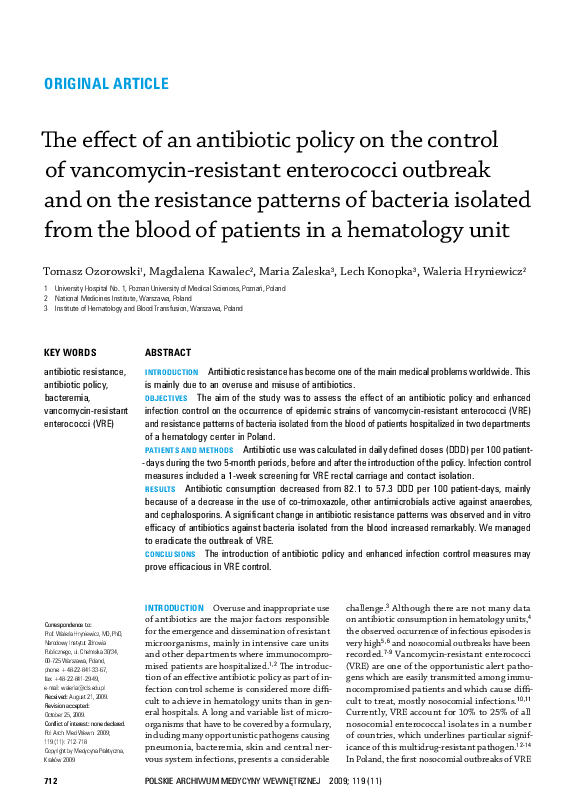 (PDF) The effect of an antibiotic policy on the control of vancomycin-resistant enterococci ...
