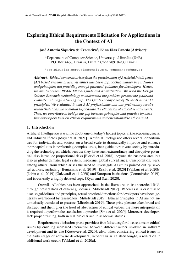 (PDF) Exploring Ethical Requirements Elicitation for Applications in the Context of AI