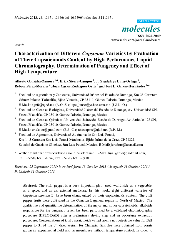 (PDF) Characterization of Different Capsicum Varieties by Evaluation of ...