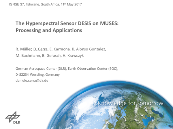 (PDF) The hyperspectral sensor DESIS on MUSES: Processing and applications