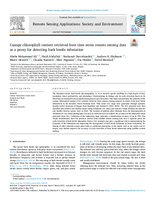 (PDF) Canopy chlorophyll content retrieved from time series remote sensing data as a proxy for ...