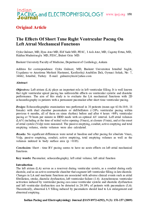 (PDF) The effects of short time right ventricular pacing on left atrial ...