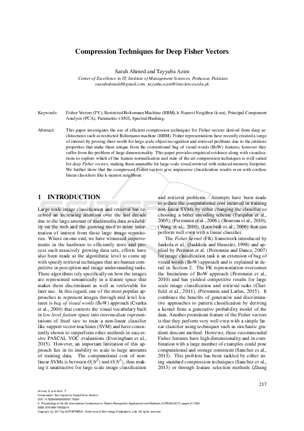 (PDF) Compression Techniques for Deep Fisher Vectors