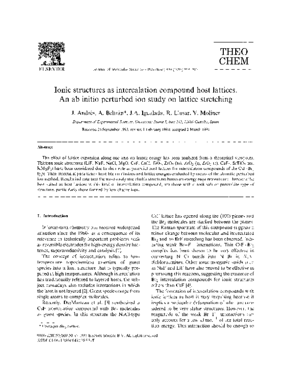 Pdf Ionic Structures As Intercalation Compound Host Lattices An Ab
