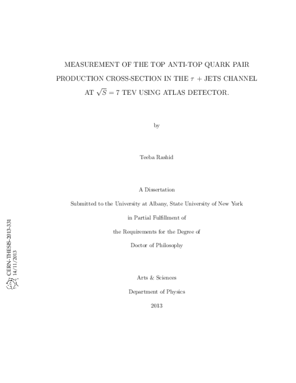 (PDF) Measurement of the top anti-top quark pair production cross ...
