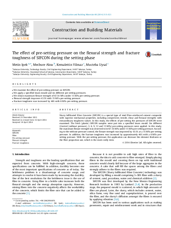 (PDF) The effect of pre-setting pressure on the flexural strength and ...