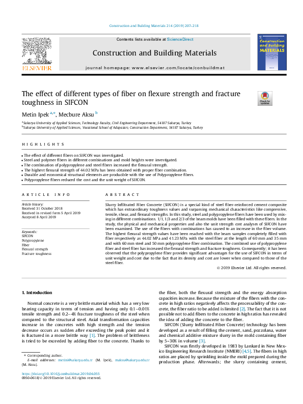 (PDF) The effect of different types of fiber on flexure strength and ...
