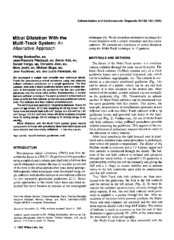 (PDF) Mitral dilatation with the multi-track system: An alternative ...